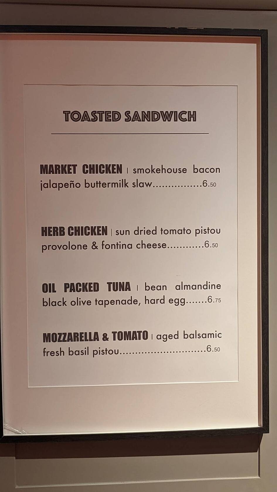 Menu at Mr. Mustache restaurant, Los Angeles