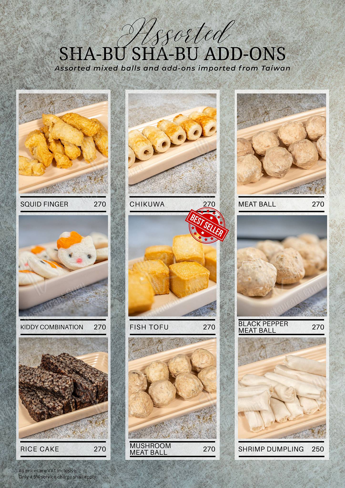 Menu at Red House Taiwan Shabu-Shabu Alabang restaurant, Muntinlupa