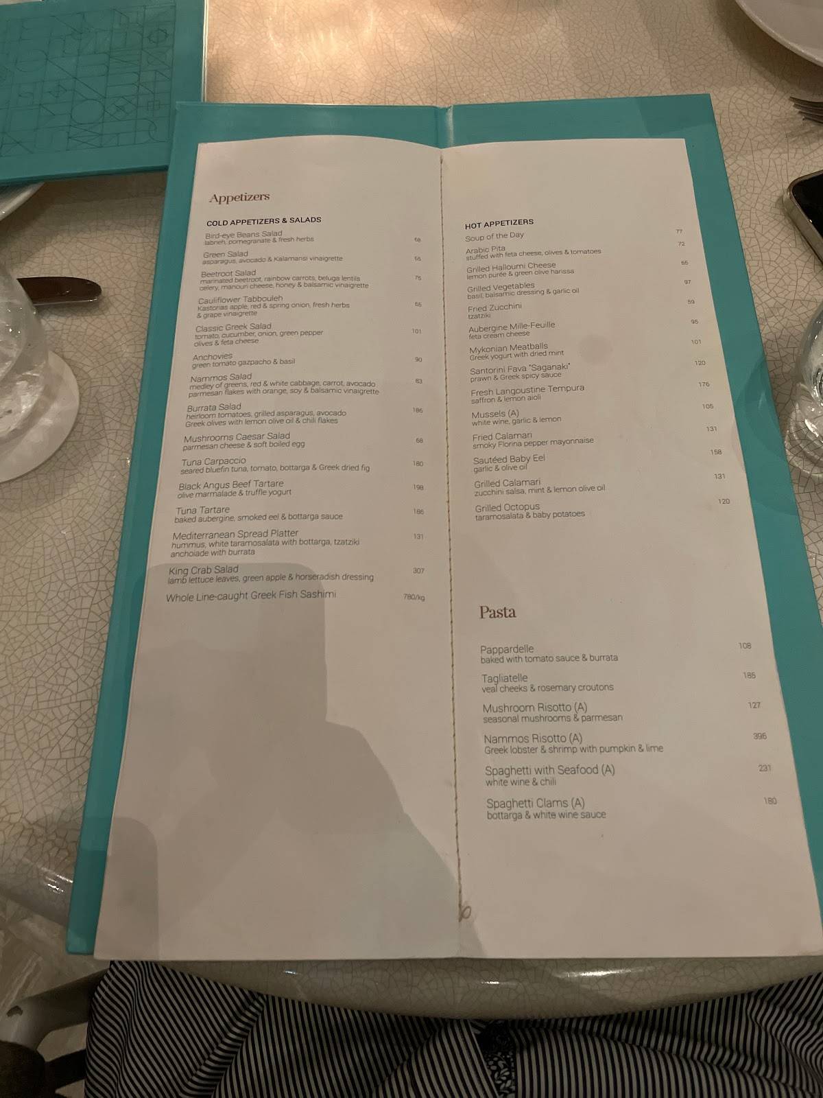 Menu at NAMMOS Dubai restaurant, Dubai