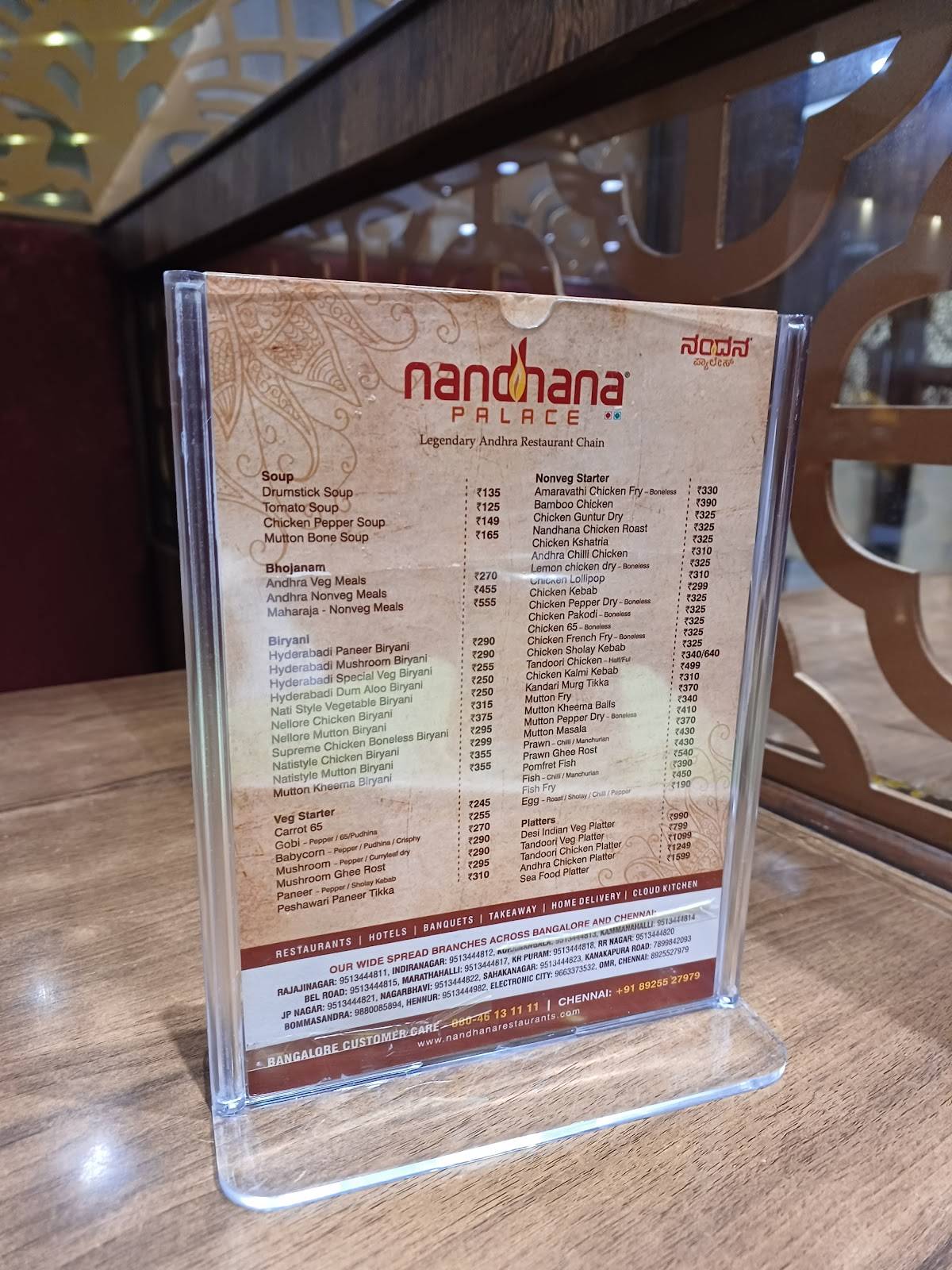 Menu at Nandhana Palace - Andhra Style Restaurant - Bommasandra, Bengaluru