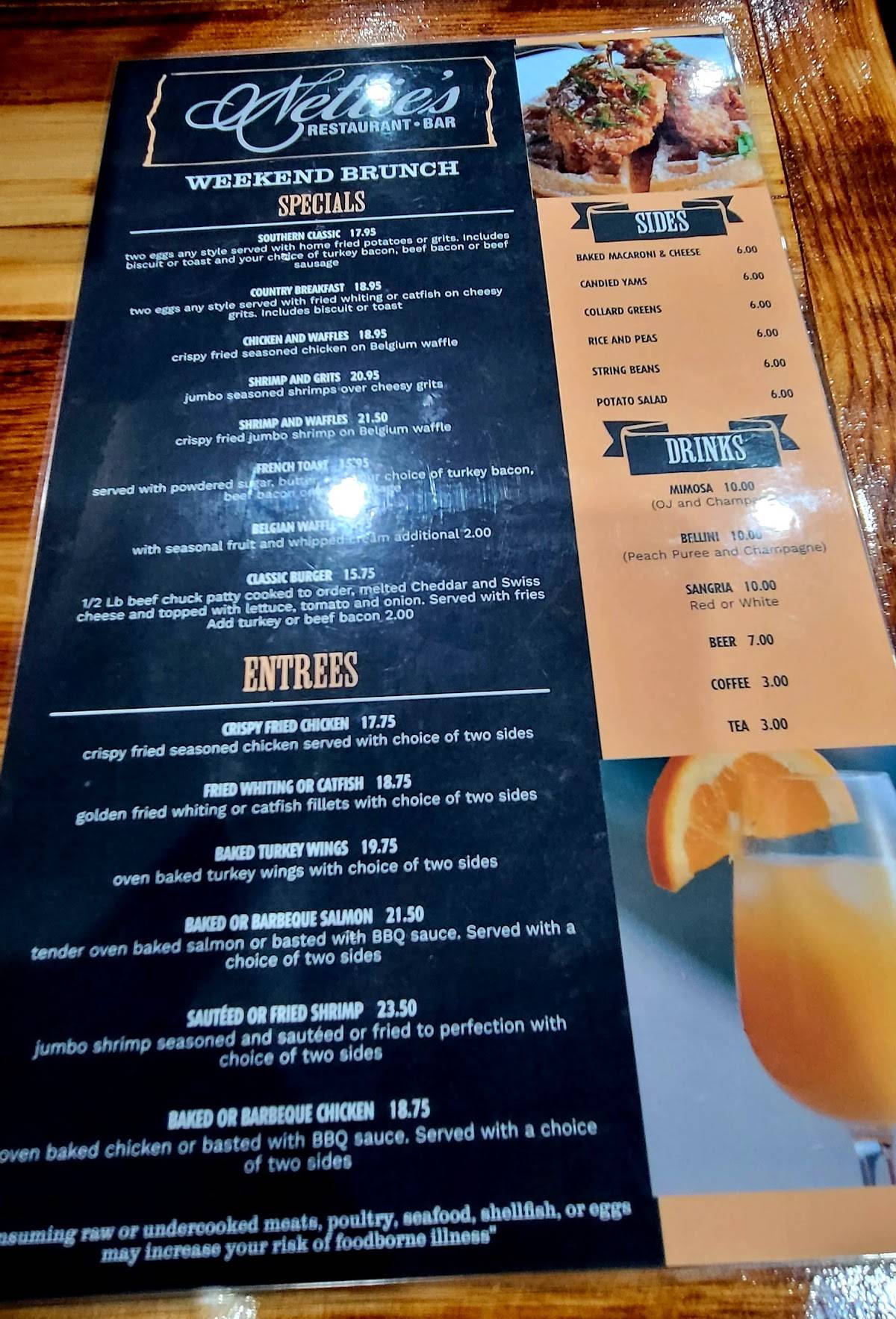 Menu at Nettie's Restaurant, New York City