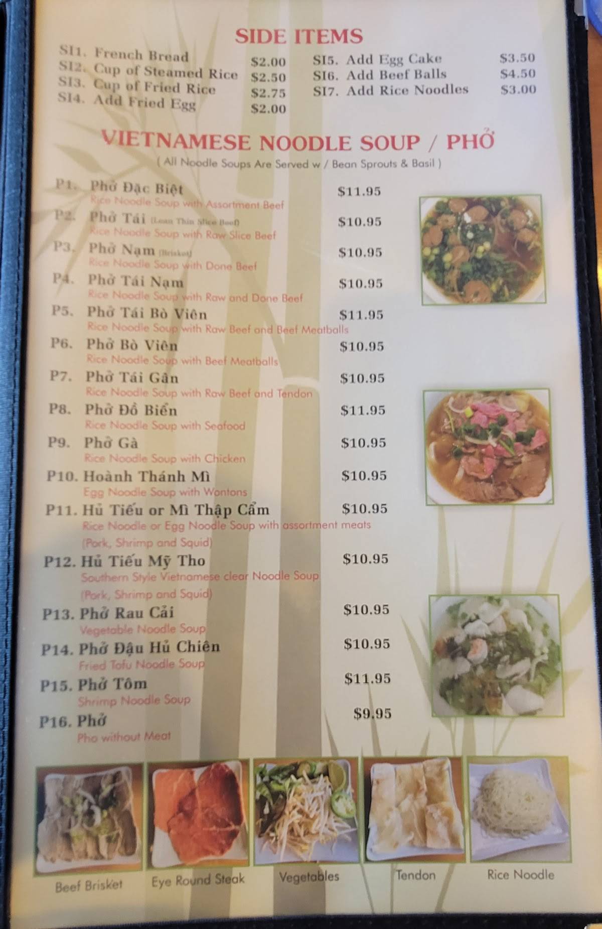 Menu at Phở NB restaurant, New Braunfels