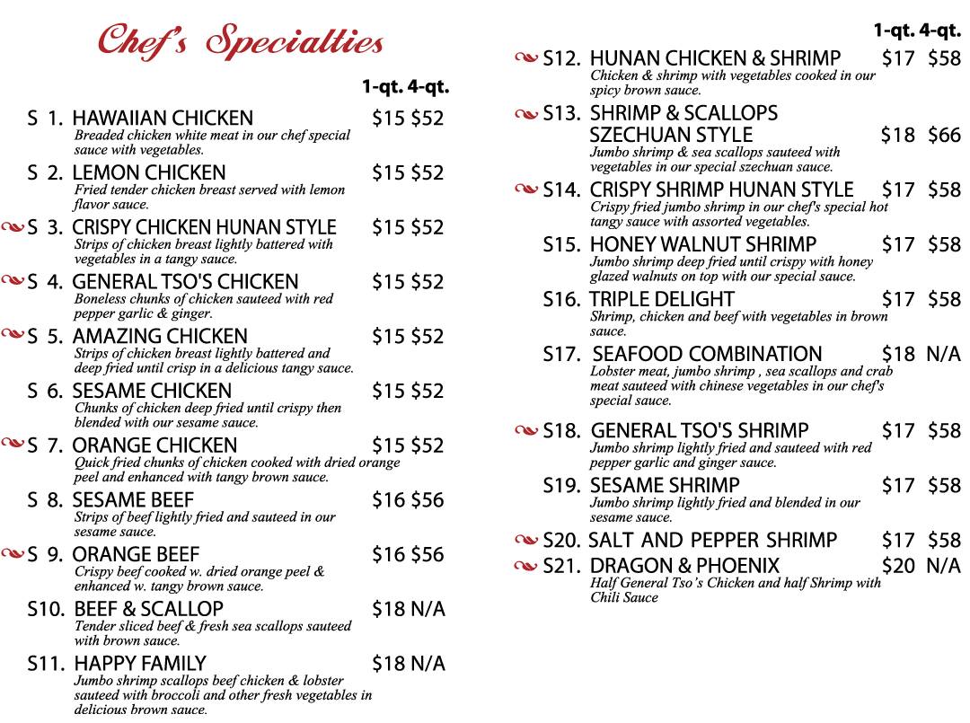 Menu at New Dragon Express restaurant, Bridgeville