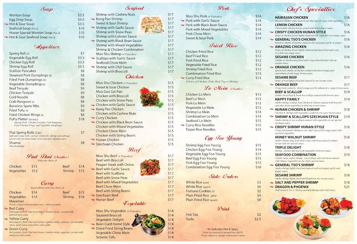 Menu at New Dragon Express restaurant, Bridgeville