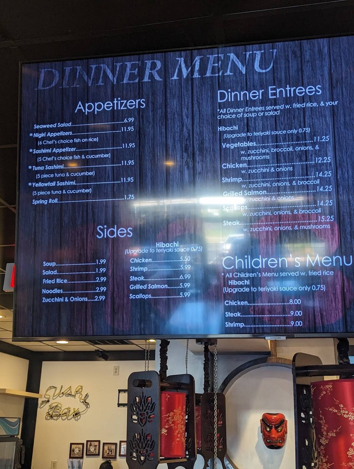 Menu at Niobe Japanese Steakhouse, Graham