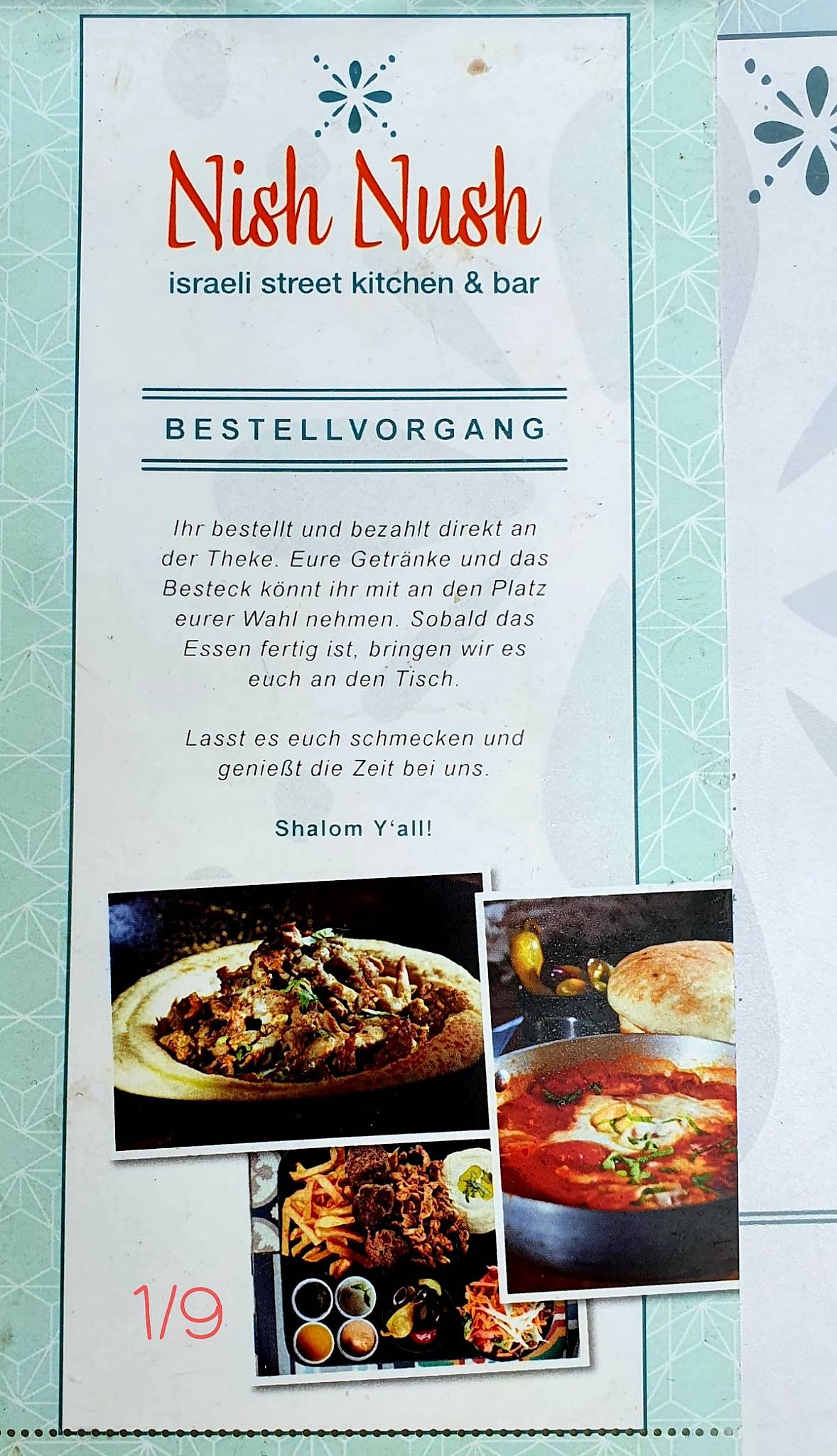 Speisekarte von Nish Nush restaurant, Köln