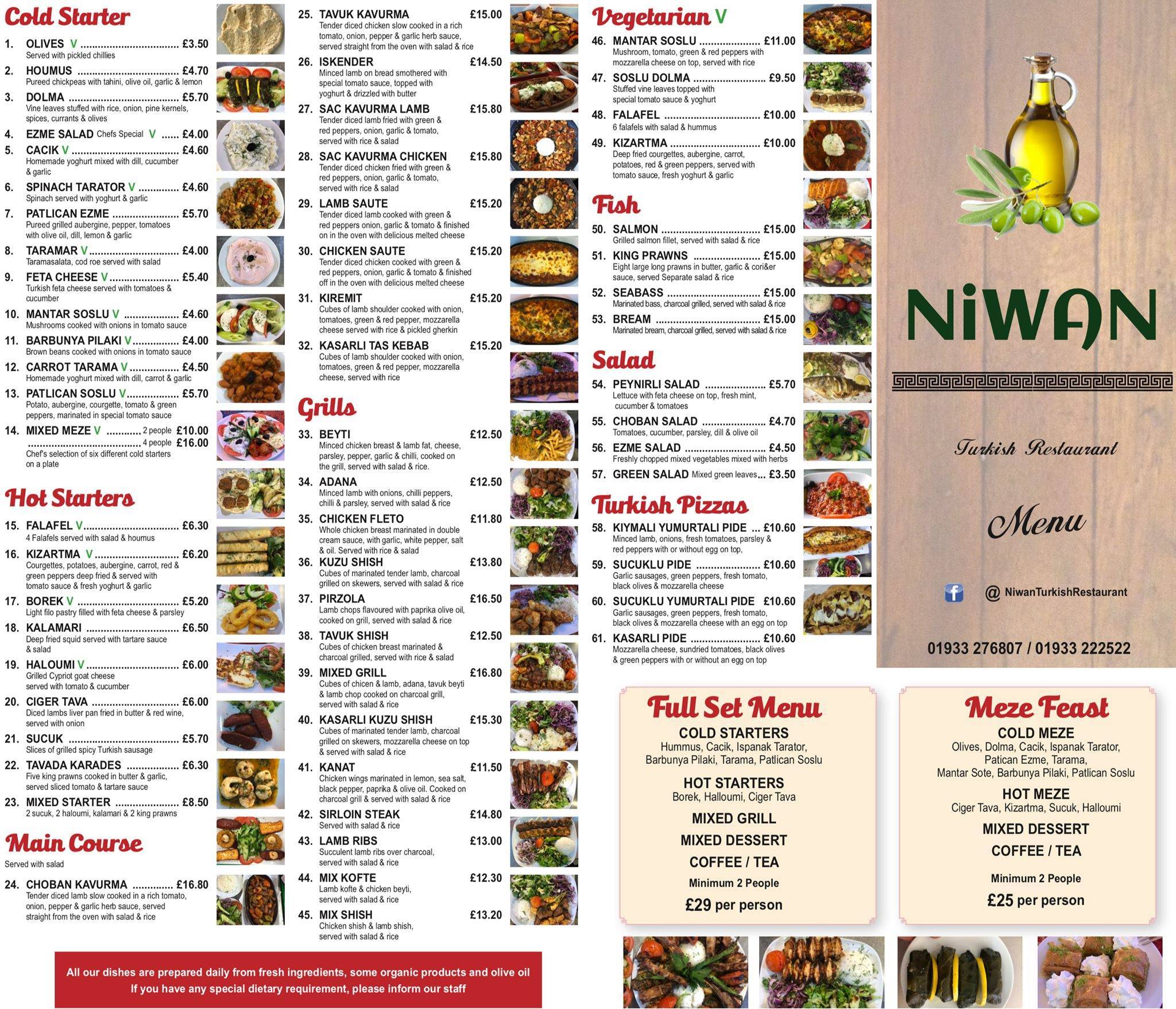 Menu at Niwan Restaurant, Wellingborough