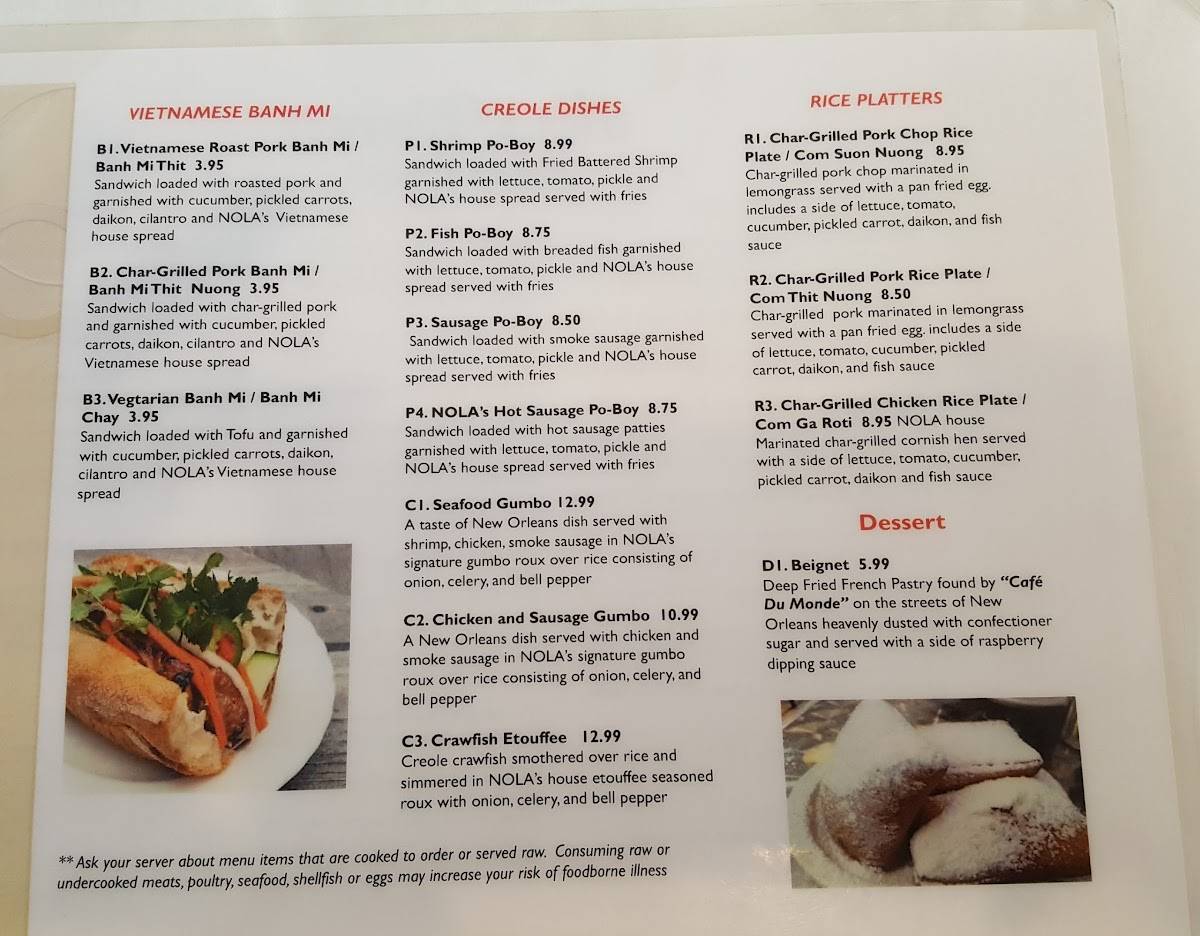 Menu at Noosh Afghan Cuisine restaurant, Lansing