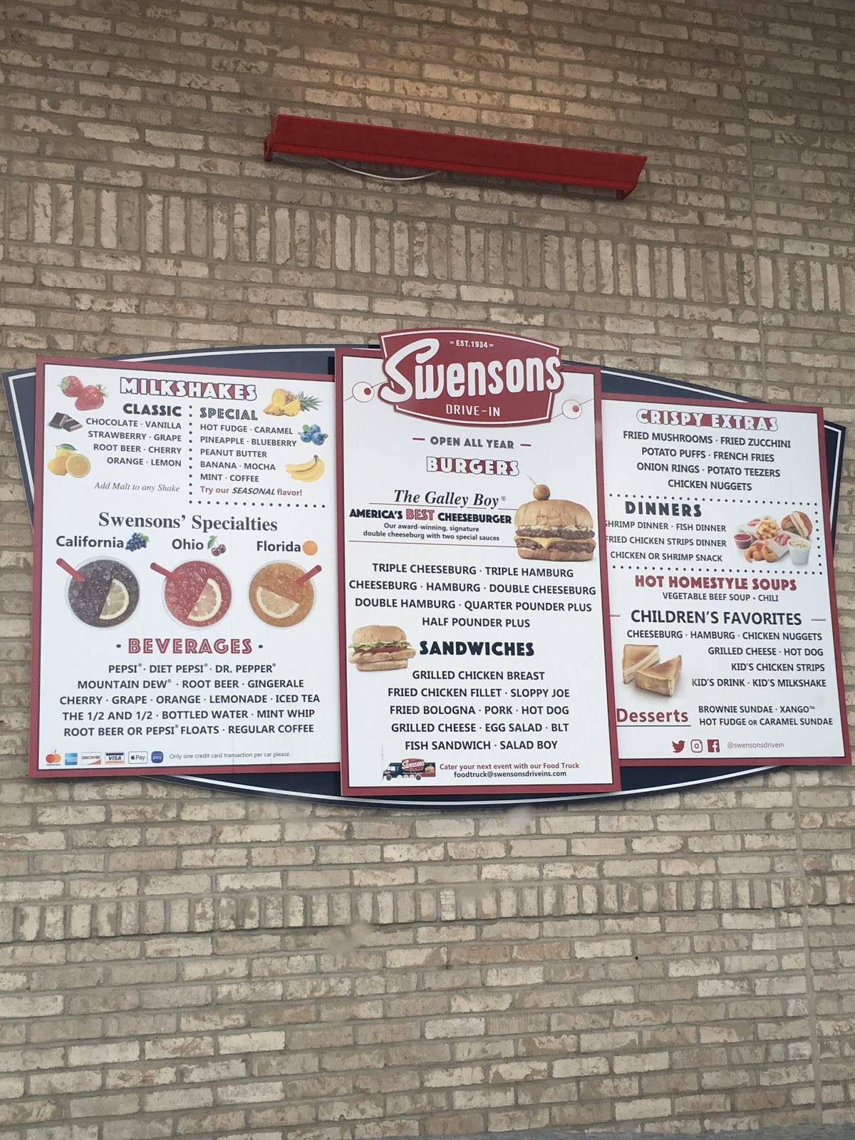 Menu at Swensons Drive-In fast food, North Olmsted