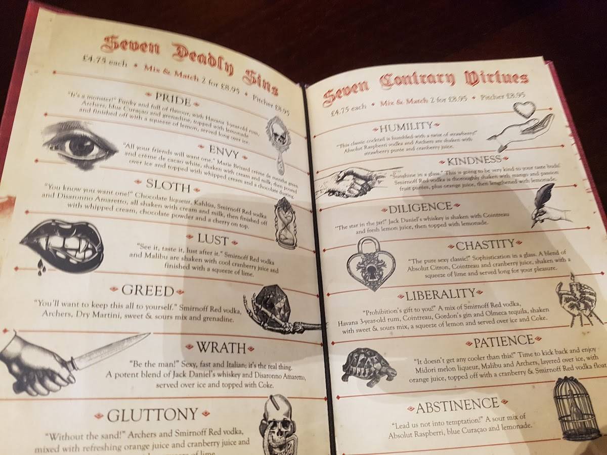 Menu at Pit & Pendulum pub & bar, Nottingham, 17 Victoria St