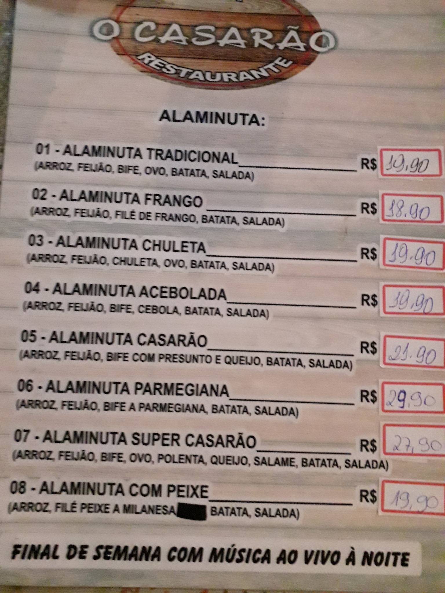 Menu em O Casarão Bar, Passo Fundo