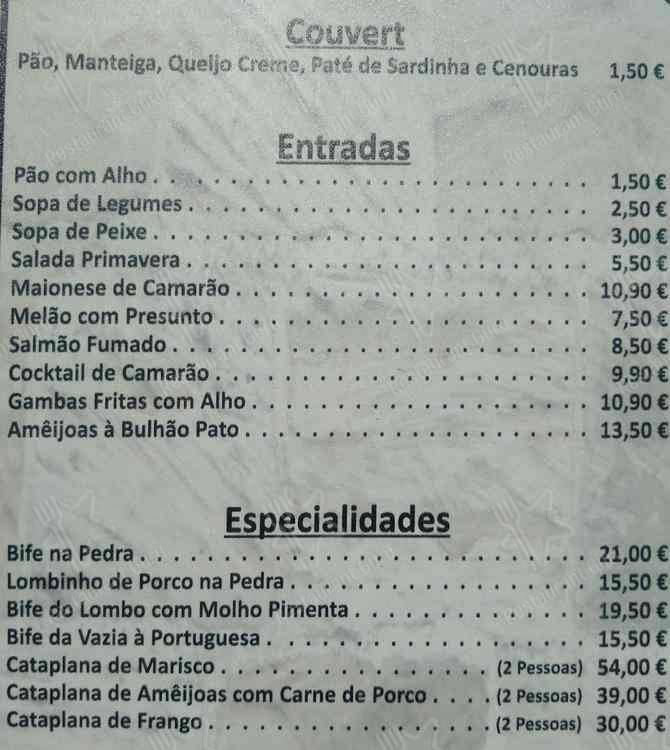 Menu at O Manuel restaurant, Albufeira