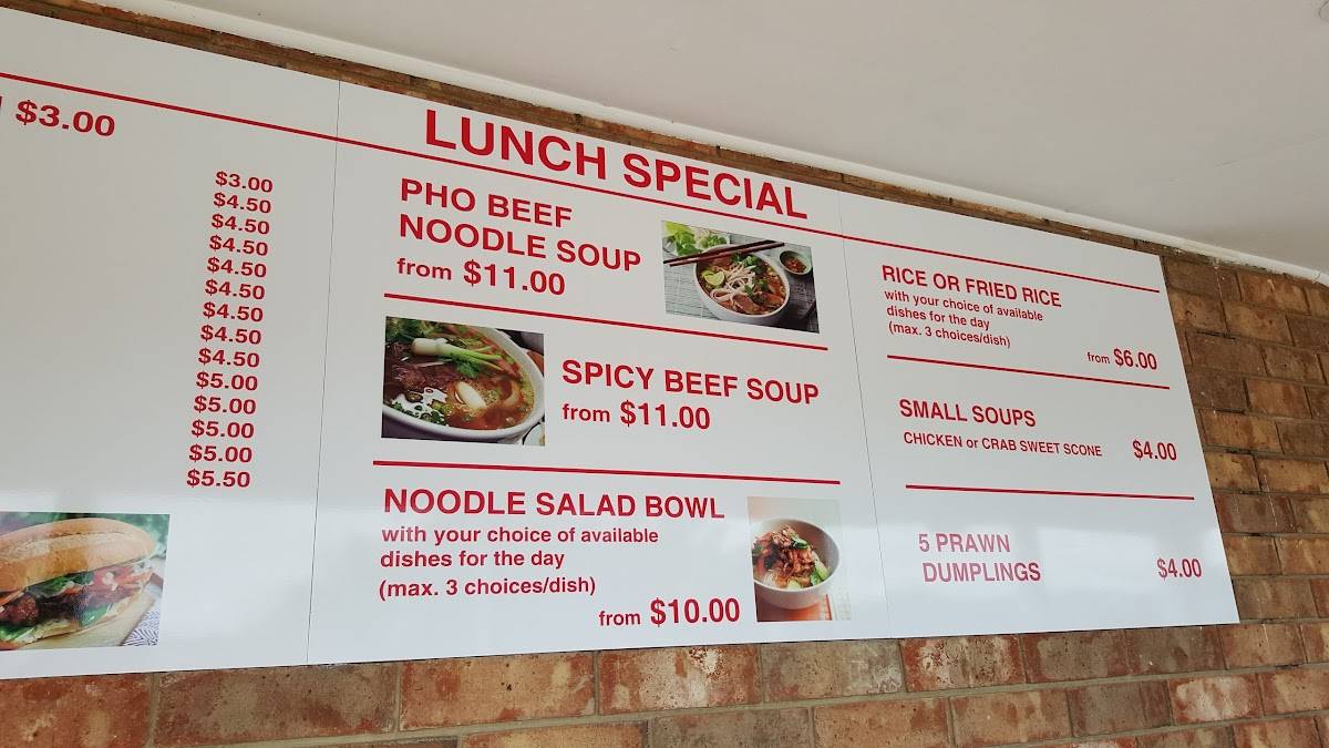 Menu at O'Halloran Hill Vietnamese Restaurant, O'Halloran Hill