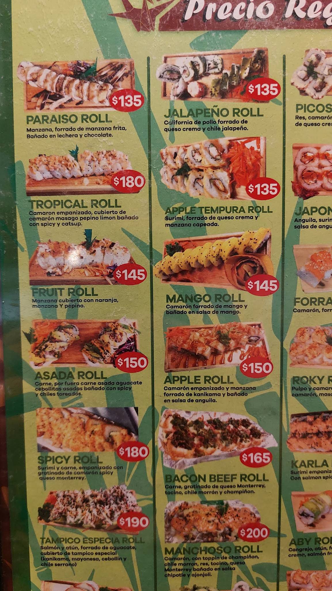 Carta del restaurante ORIGAMI EXPRESS NOVENA, Mexicali, C. Novena 2998