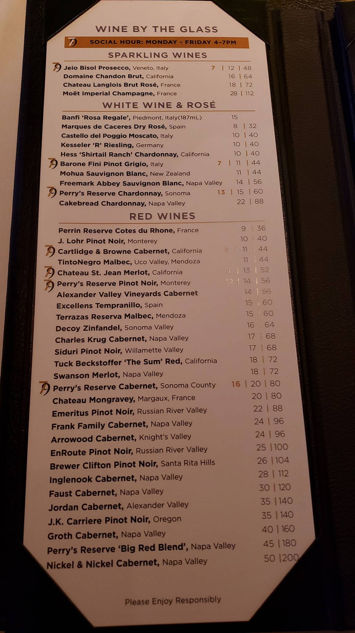 Menu at Perry's Steakhouse & Grille, Oak Brook
