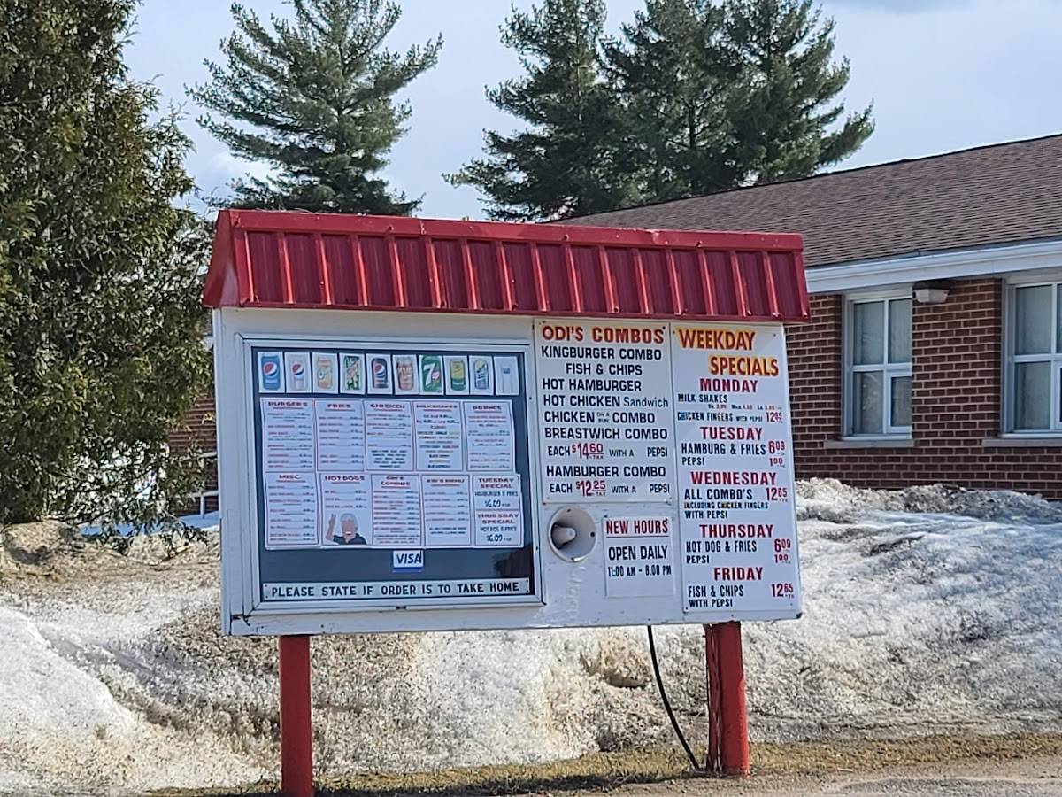 Menu at Odi's Kingburger Drive-In fast food, Renfrew