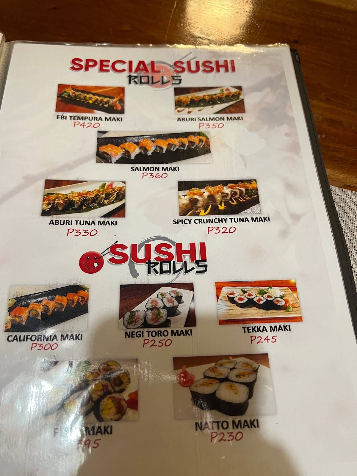 Menu at Oishi Japanese Restaurant, Lapu-Lapu City