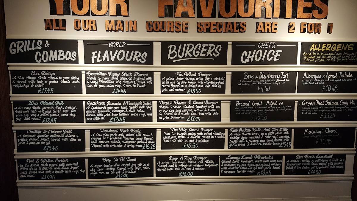 Menu at Old Plane Tree pub & bar, Glasgow