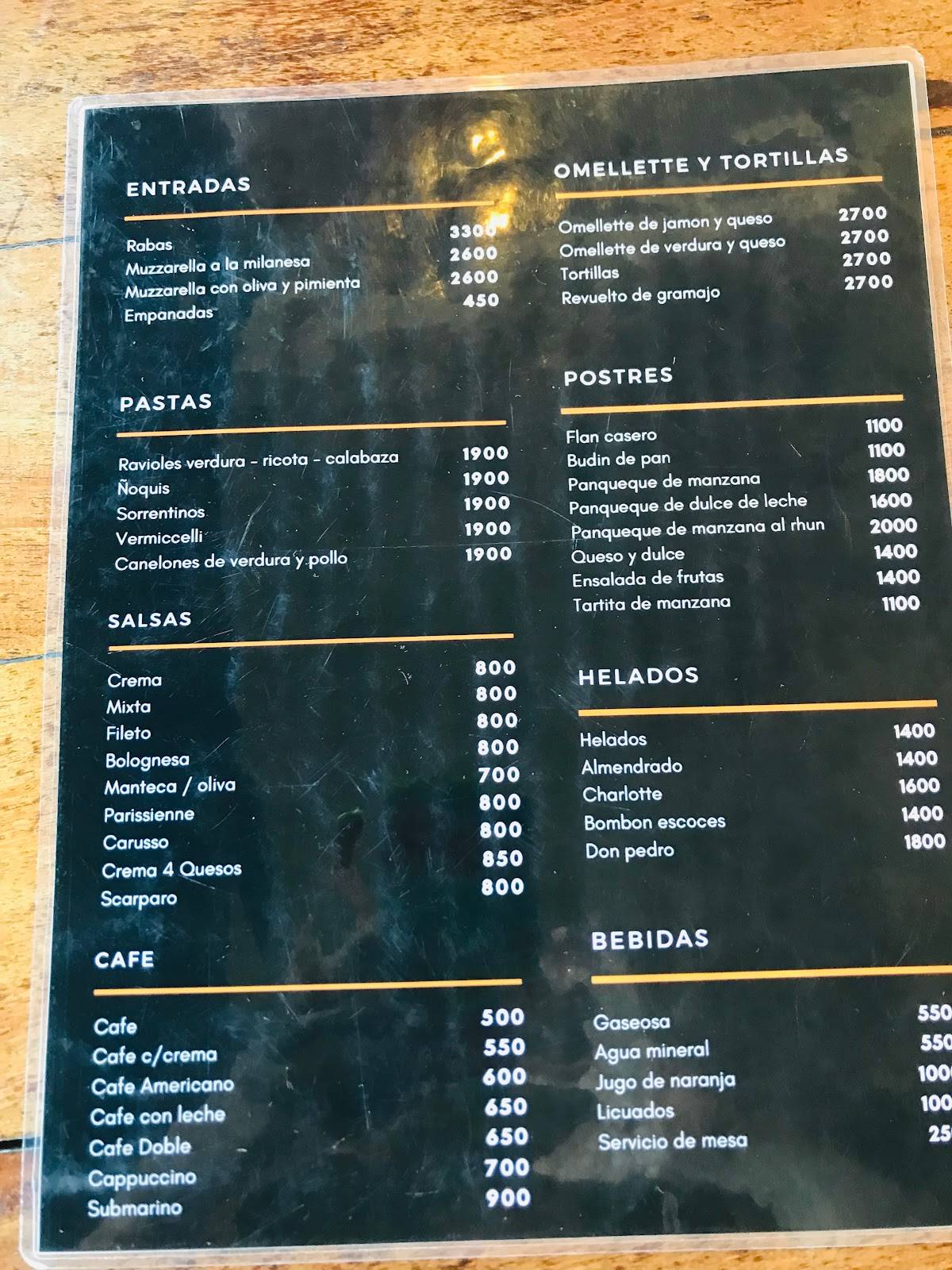 Carta de parrilla La Nelly, Olivos
