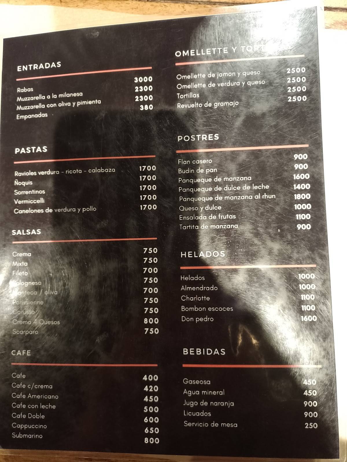 Carta de parrilla La Nelly, Olivos