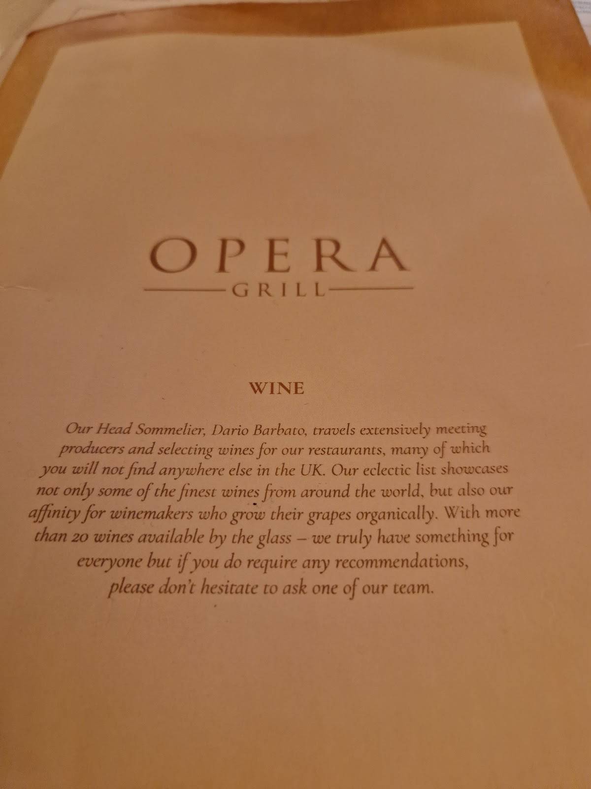 Menu at Opera Restaurant Bar & Grill, Chester