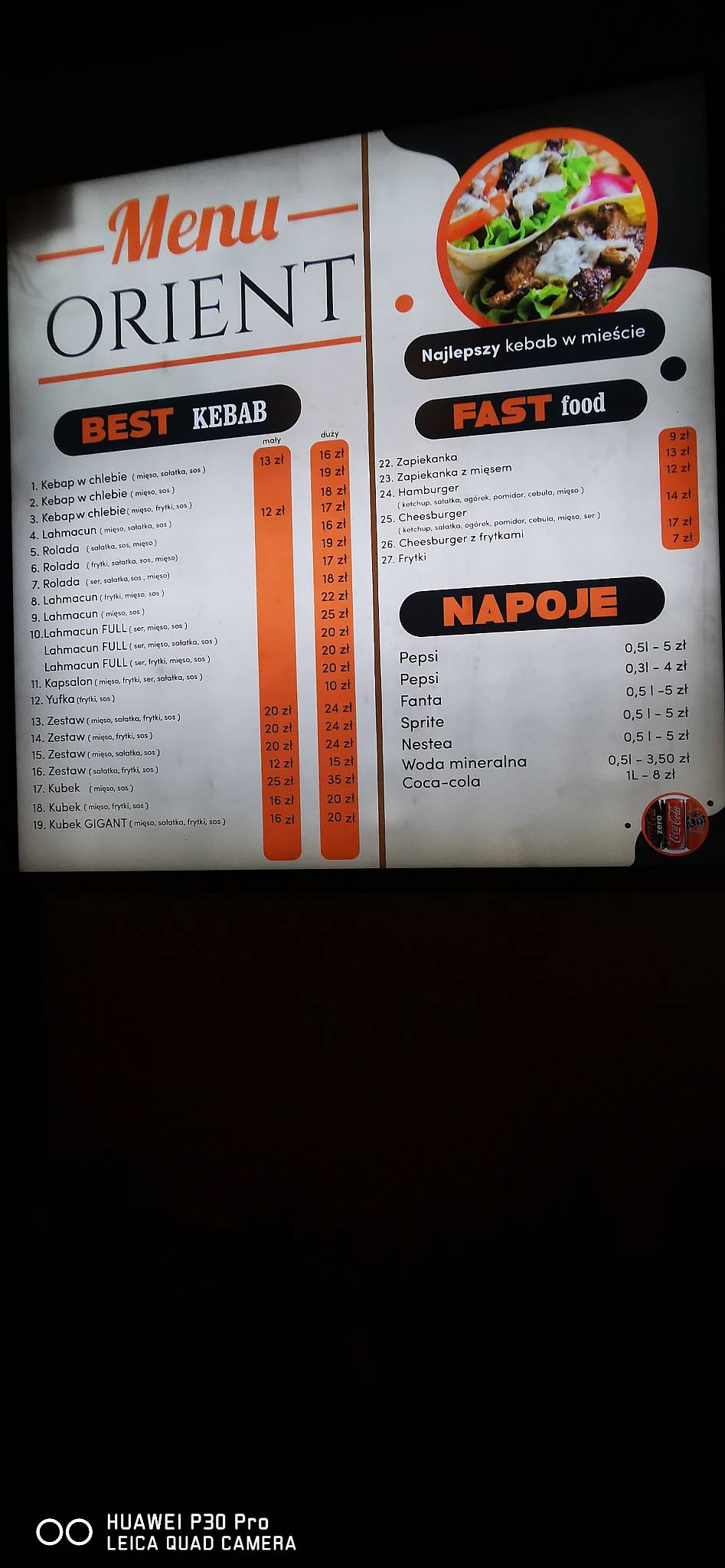 Menu at Orient Express Kebab restaurant, Libiąż