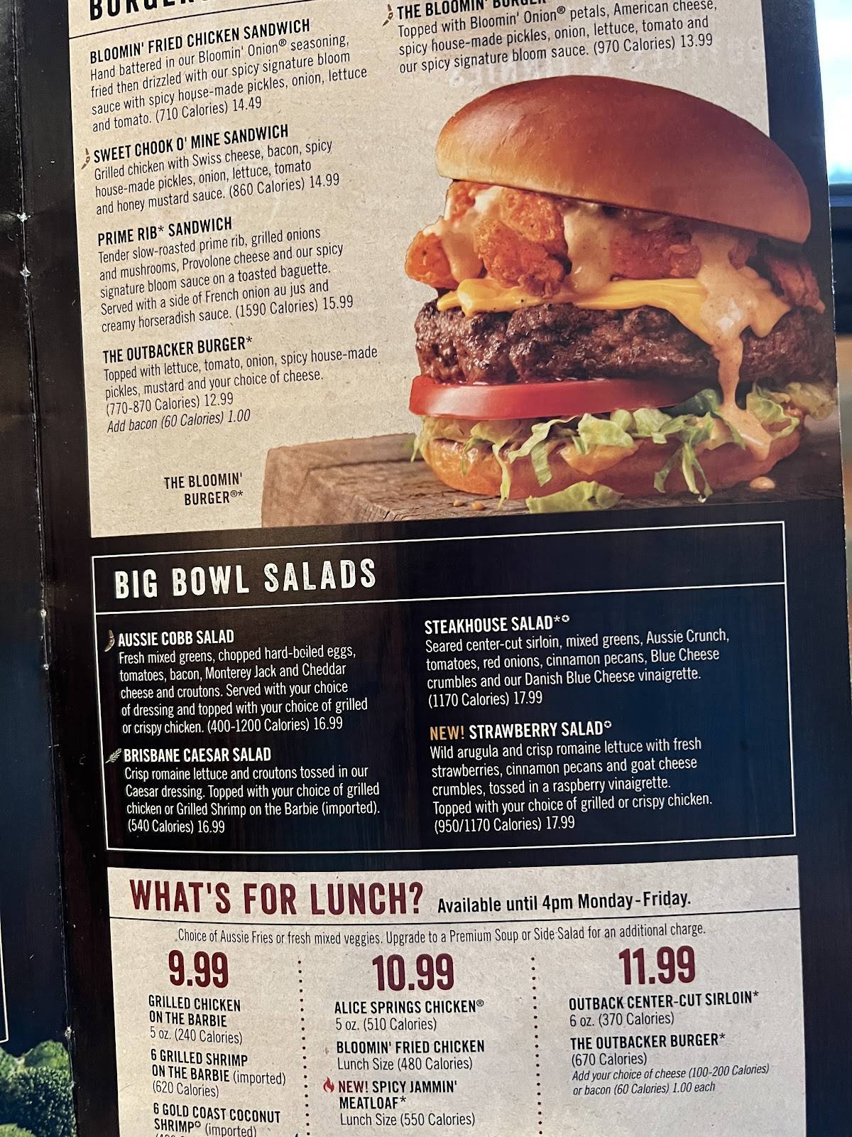 Menu at Outback Steakhouse, Shreveport, Line Ave
