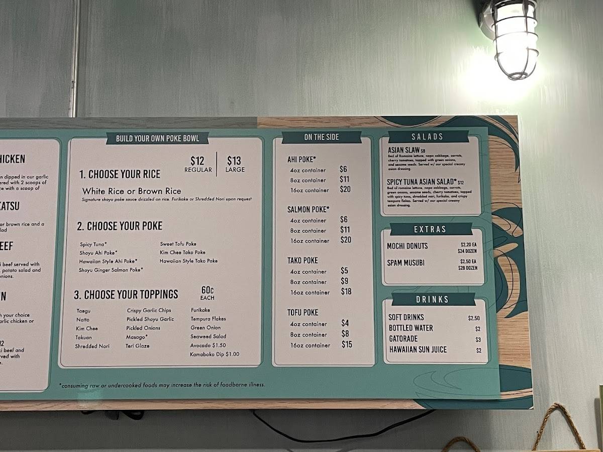 Menu at Paina Cafe, Las Vegas