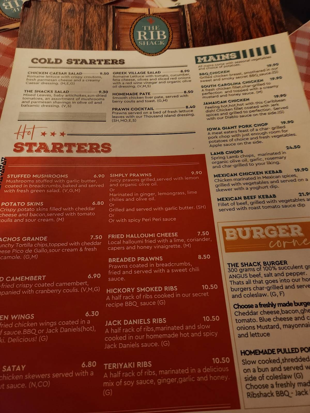 Menu at The Rib Shack, Paphos, Poseidonos Ave 65