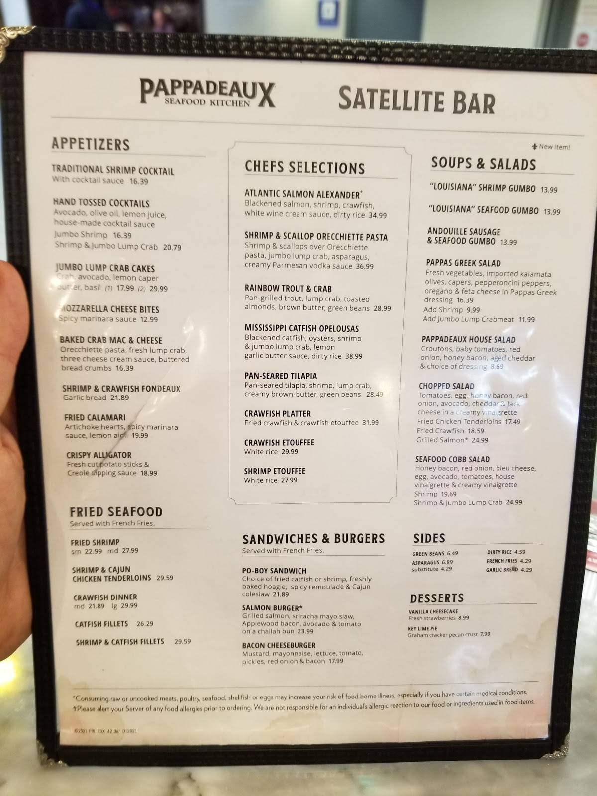 Menu at Pappadeaux Seafood Bar, Dallas, N International Pkwy