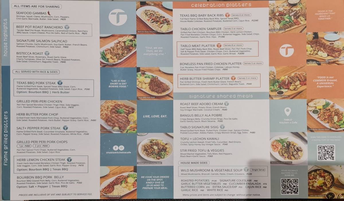 Menu at Tablo Kitchen x Cafe - Aguirre Ave, Parañaque