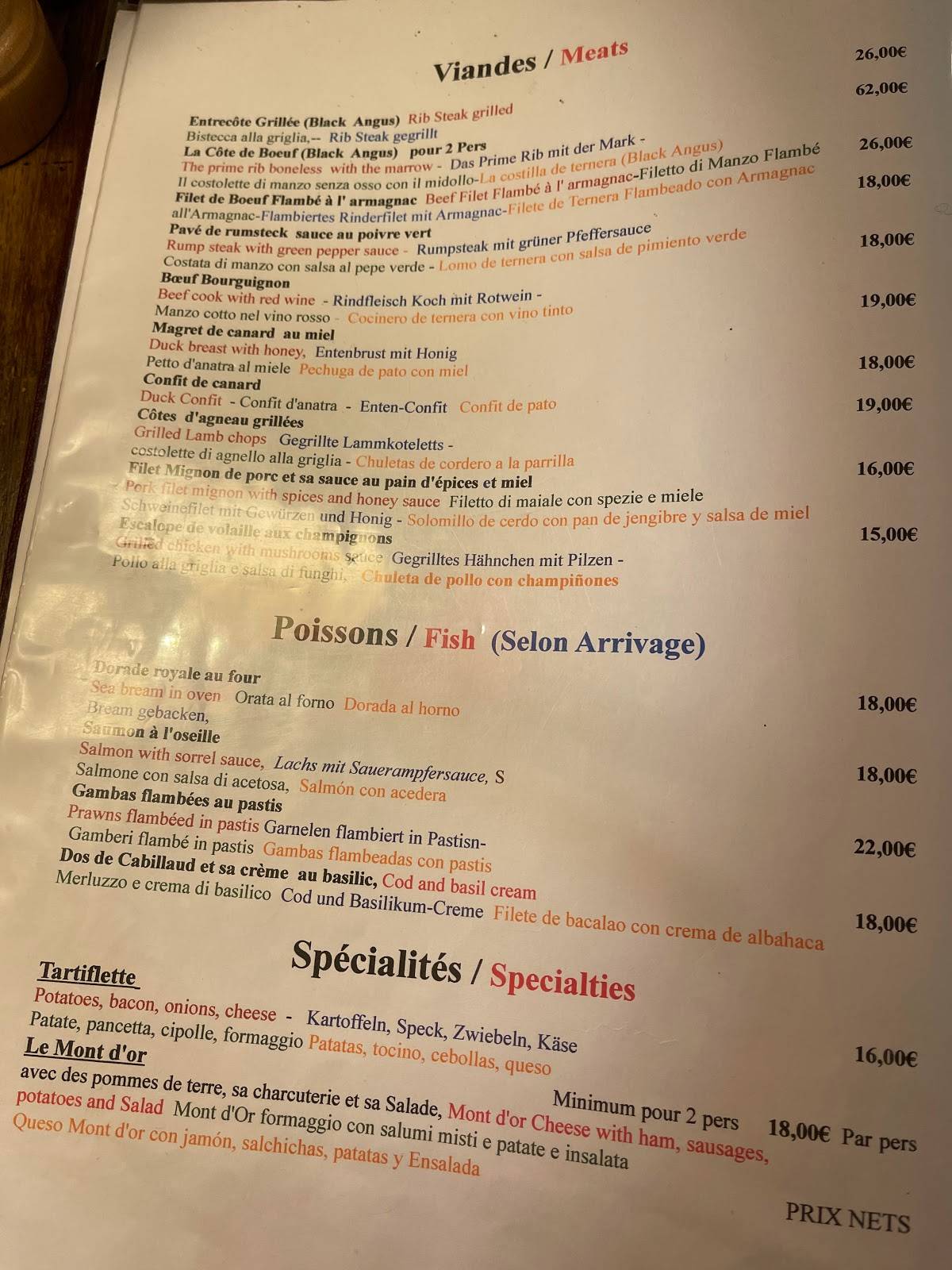 Menu at Le Marmiton de Lutèce restaurant, Paris, 6 Rue Saint-Séverin