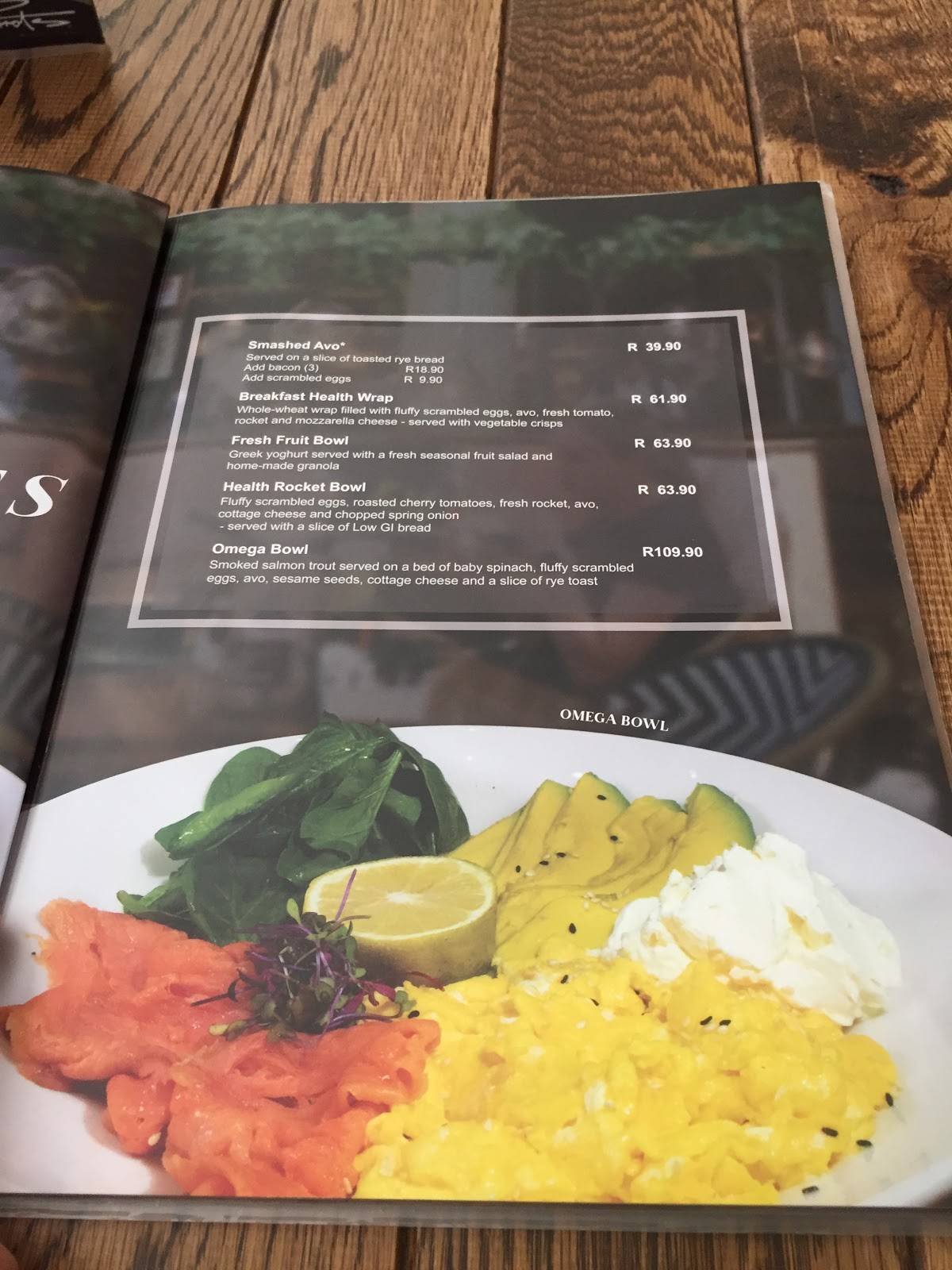 Menu at Parrots restaurant, Pretoria, Atterbury Road