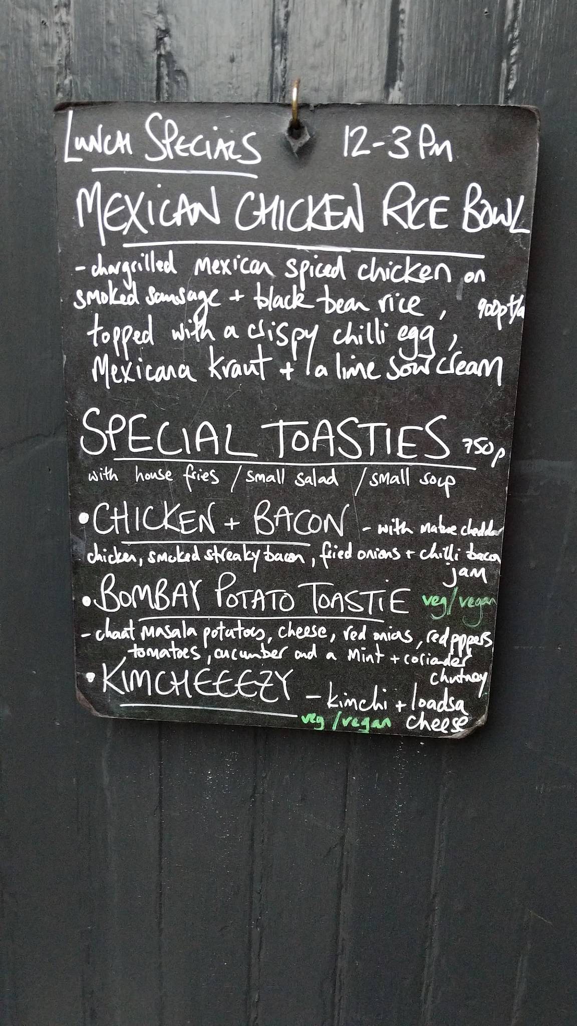 Menu at Parx Cafe, Aberdeen