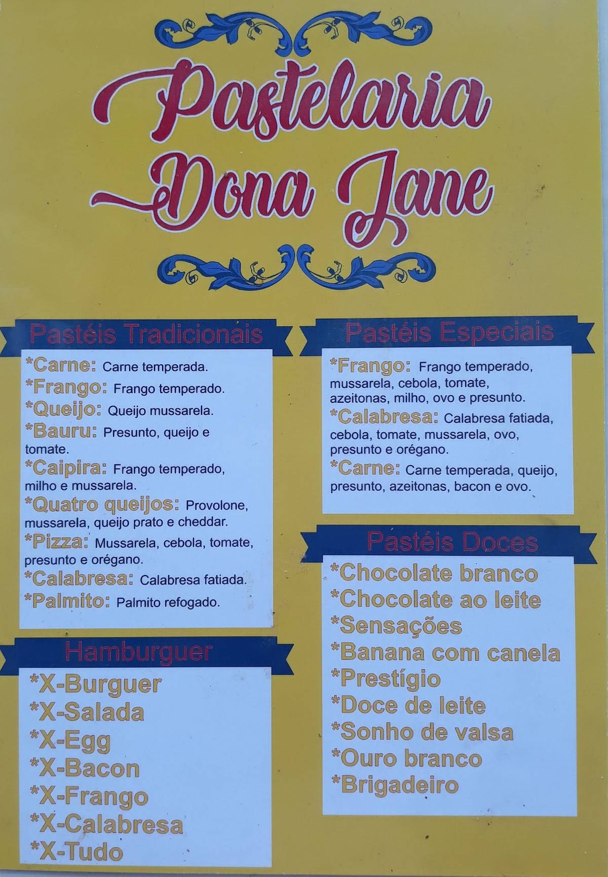 Menu em Pastelaria Dona jane pub & Bar, Curitiba