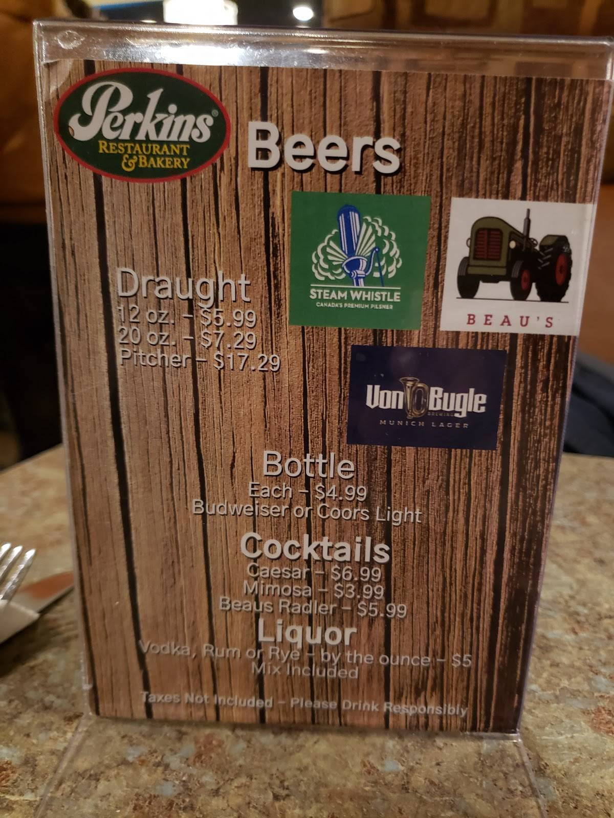Menu at Perkins Restaurant & Bakery, Ottawa