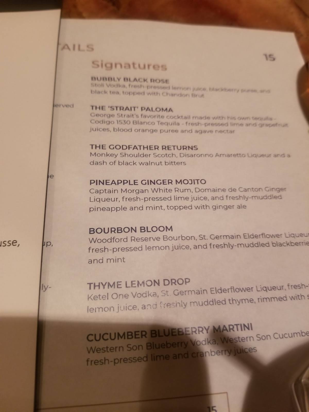 Menu at Perry's Steakhouse & Grille, Oak Brook