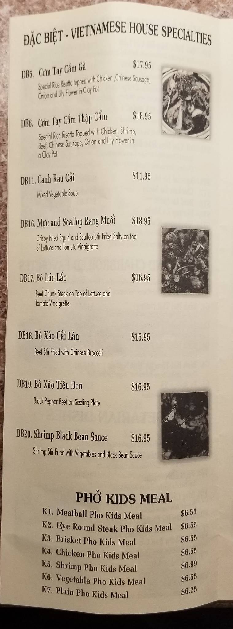 Menu at Phở NB restaurant, New Braunfels