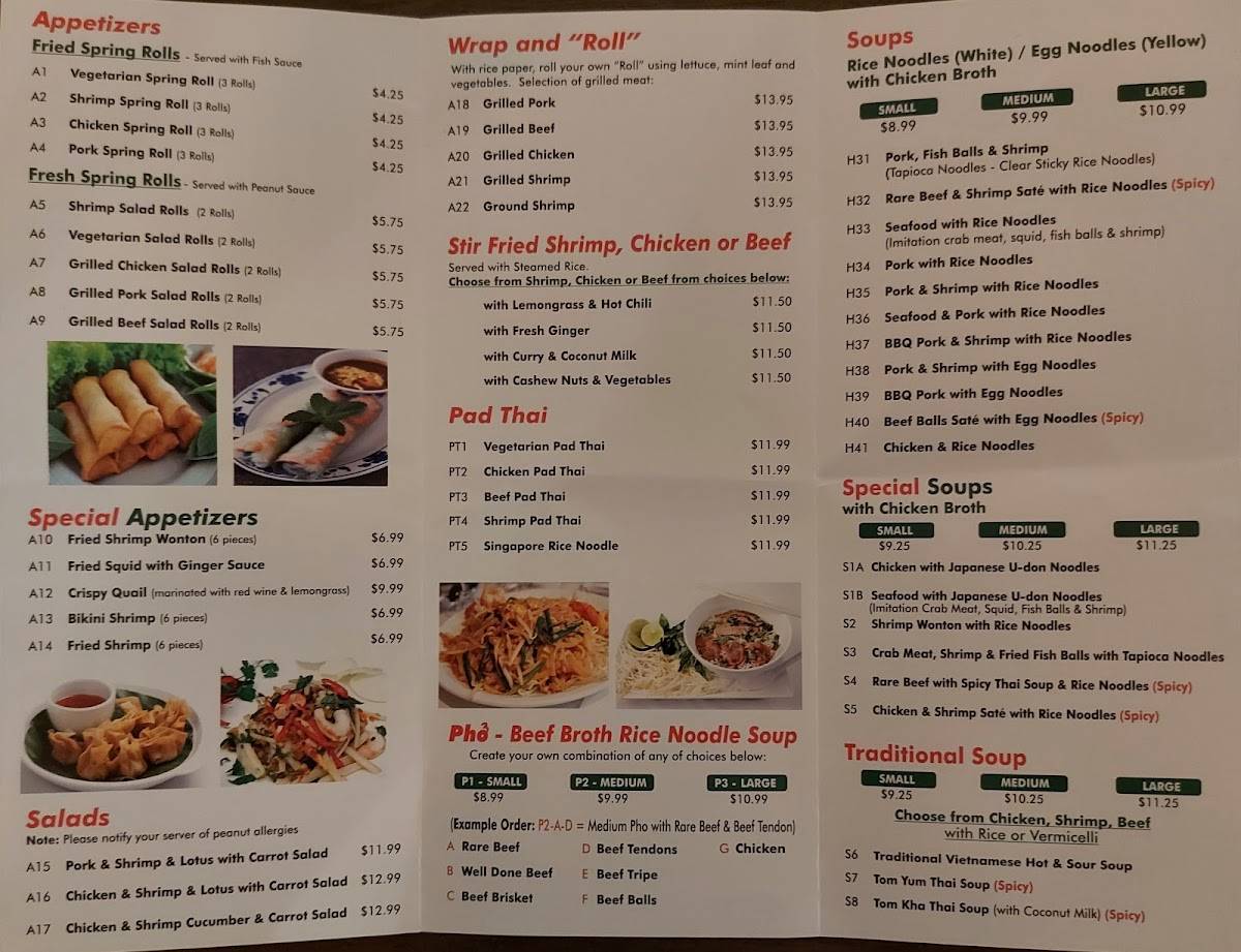 Menu at Pho Viet Taste restaurant, Ottawa