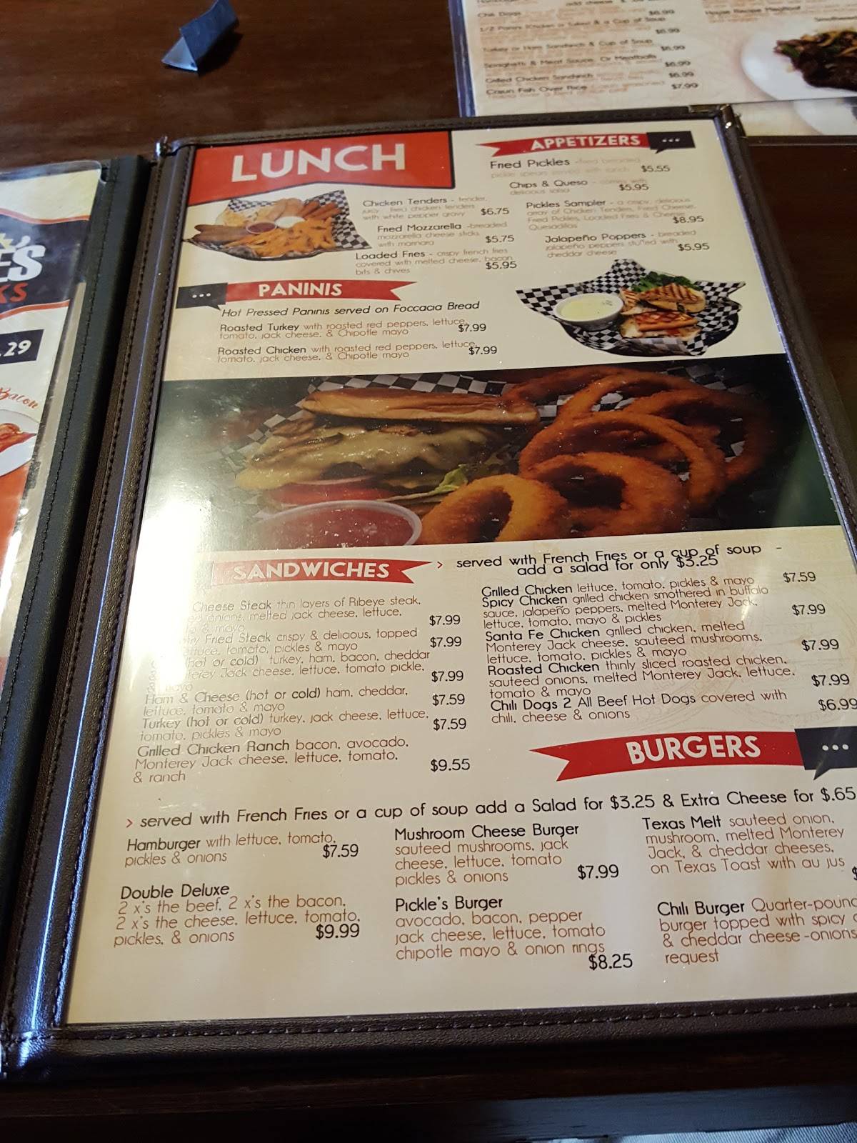 Menu at Pickles: America's Grill restaurant, Moore, N Moore Ave