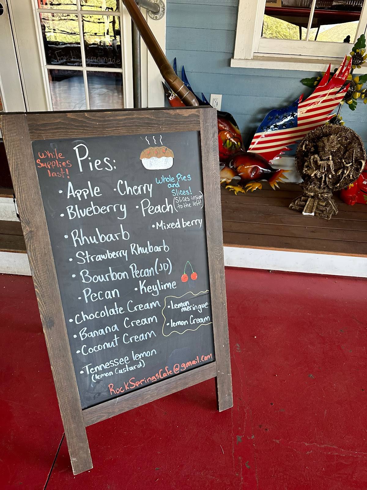 Menu at Pie Box, Black Canyon City