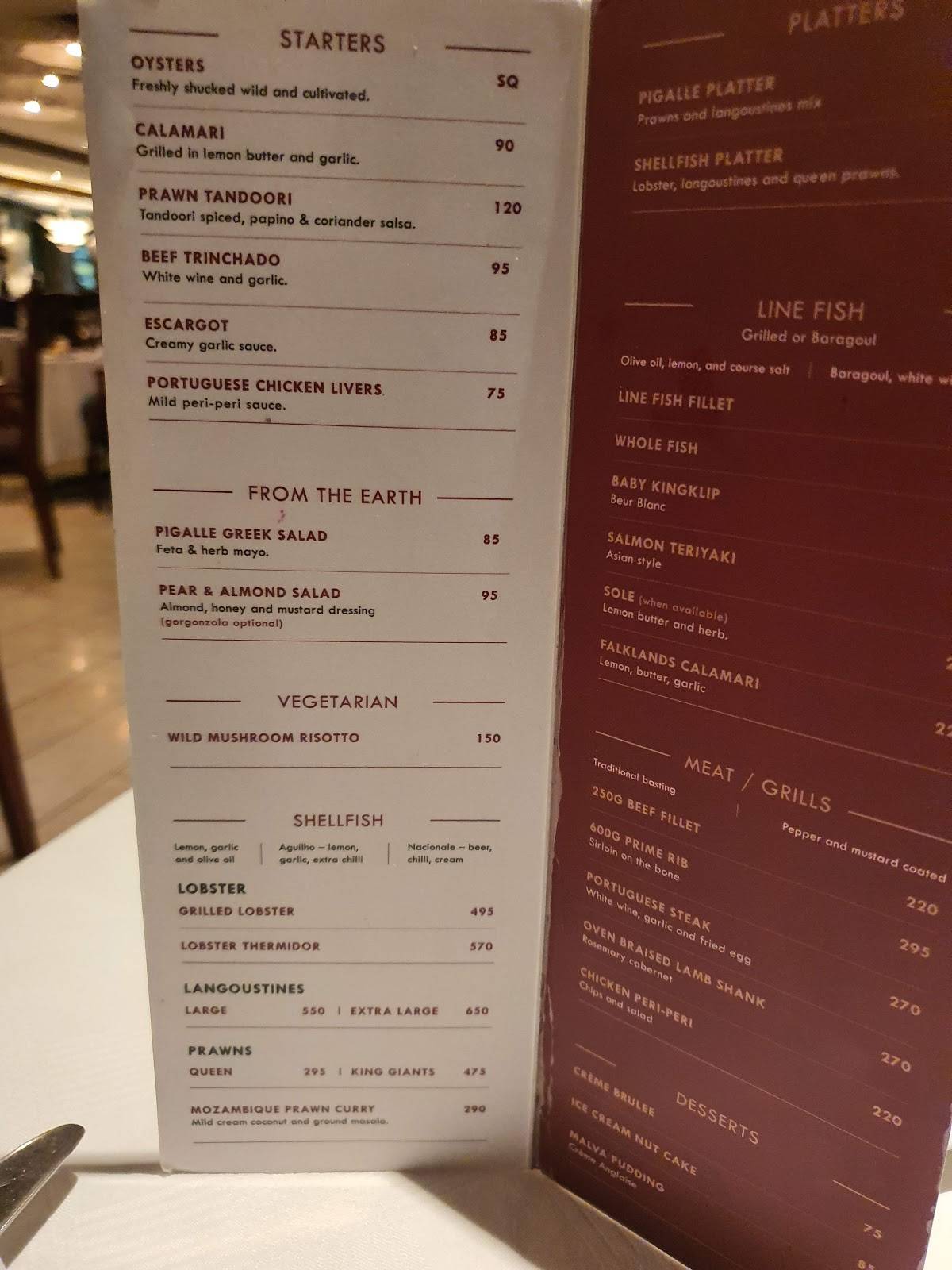 Menu at Pigalle - Sandton restaurant, Sandton, UO9