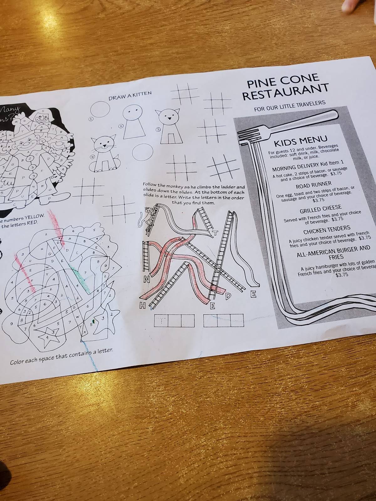 Menu at Pine Cone Restaurant, Johnson Creek