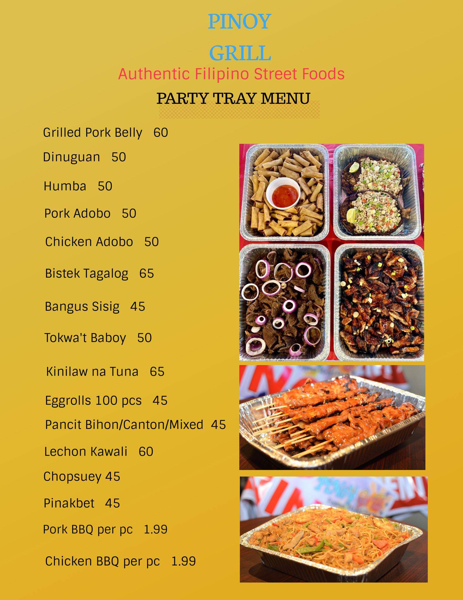 Menu at Pinoy Grill Authentic Filipino Street Foods restaurant ...