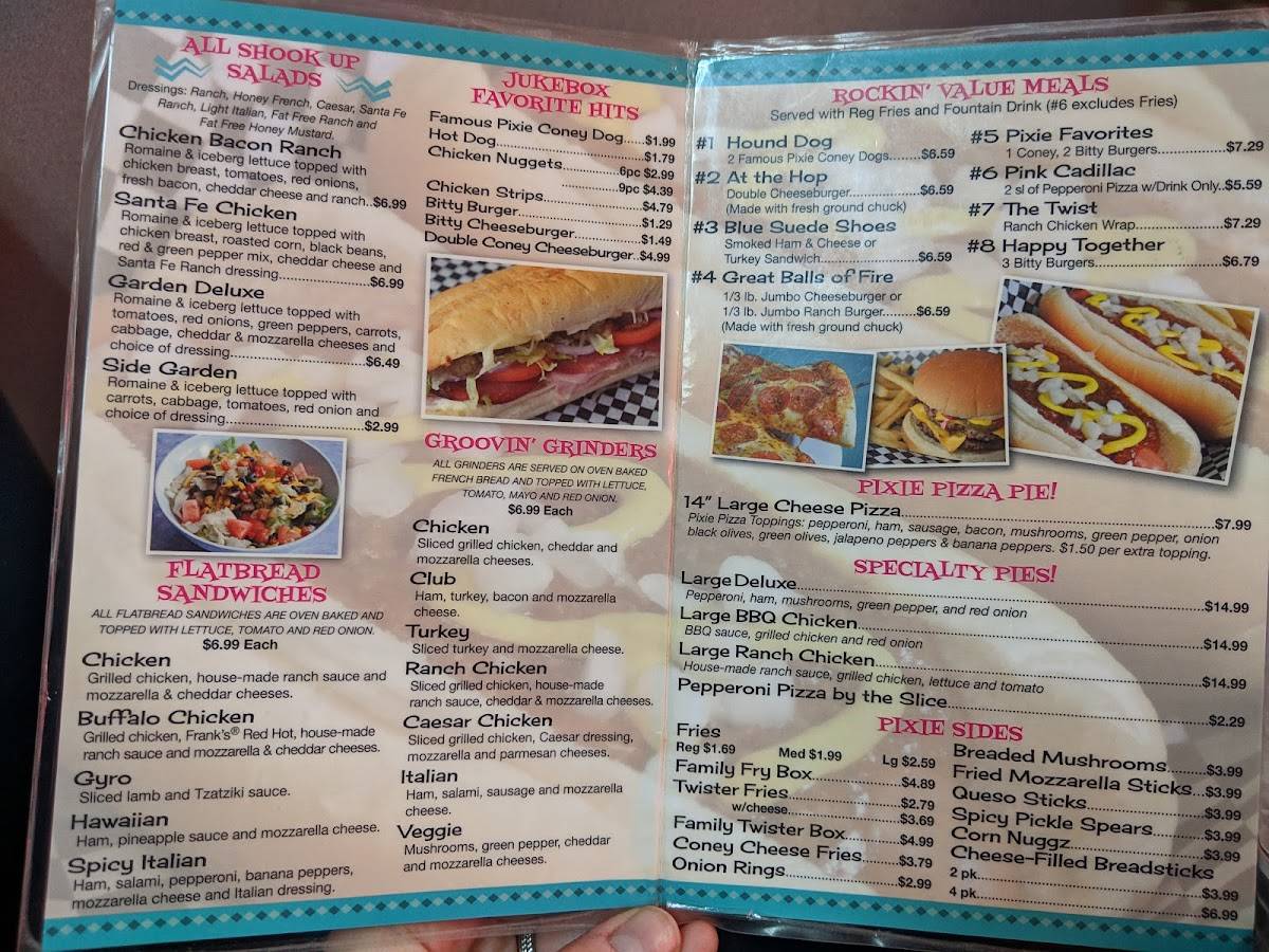 Menu at Pixie Restaurant, Mount Pleasant