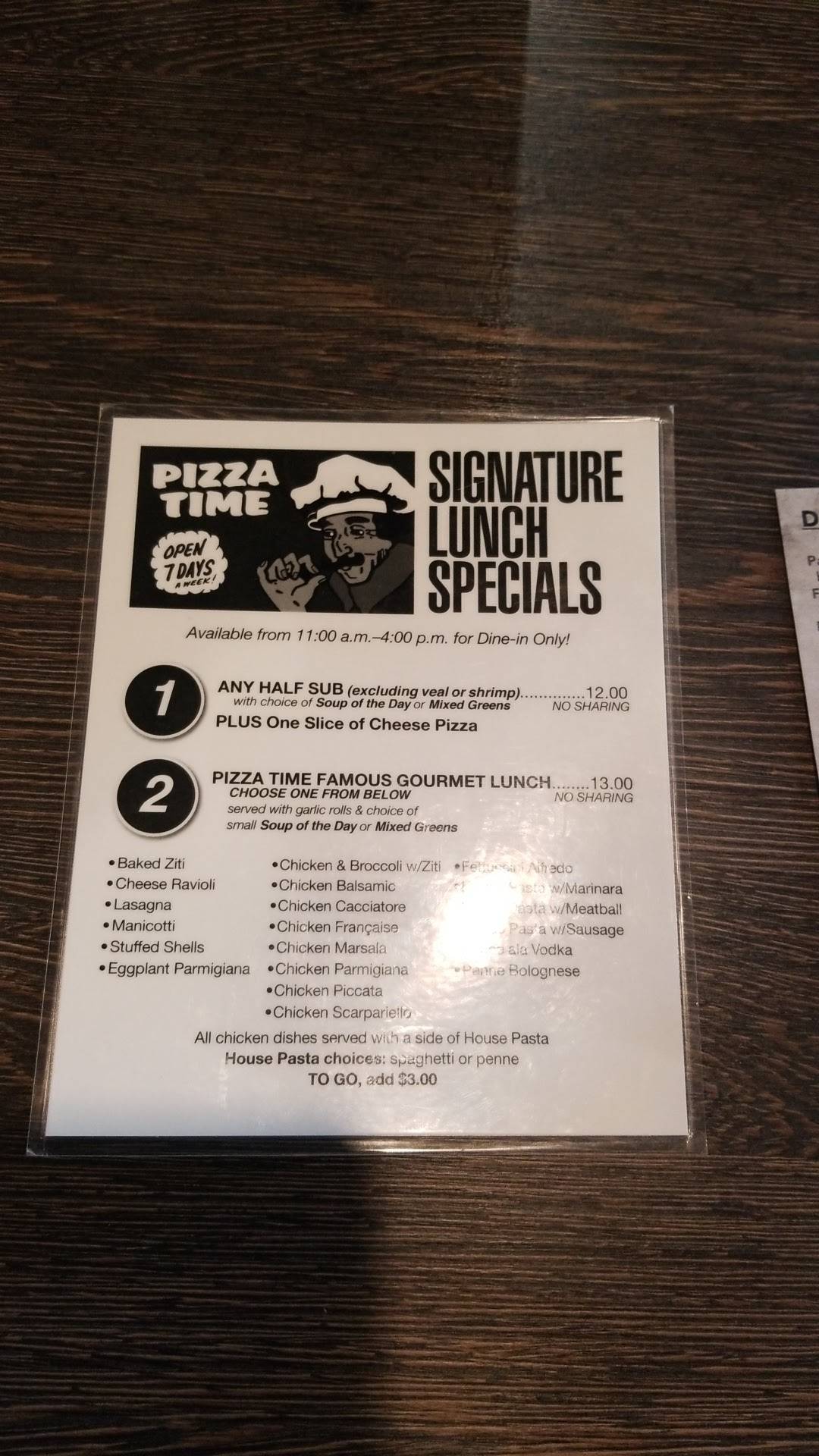 Menu at Pizza Time pizzeria, Boca Raton, SW 2nd Ave #7000