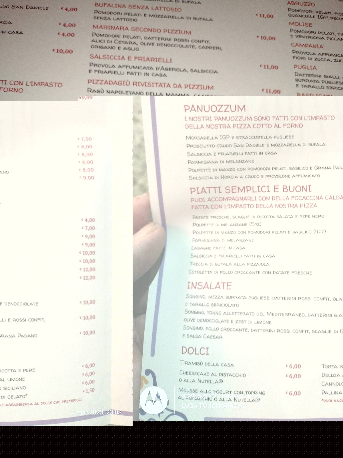 Menu da Pizzium - Verona Via IV Novembre 15/A ristorante, Verona