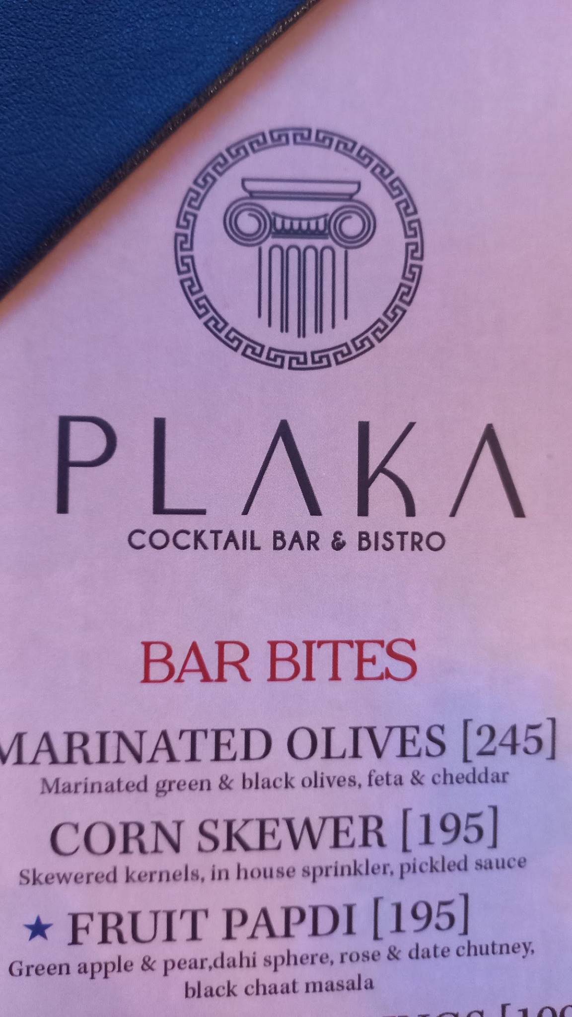 Menu at Plaka By Chef Ajay Chopra, Gurugram