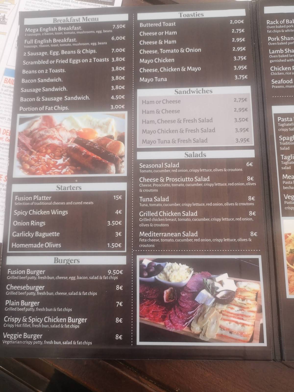 Menu at Planet Fusion Bar, Guia