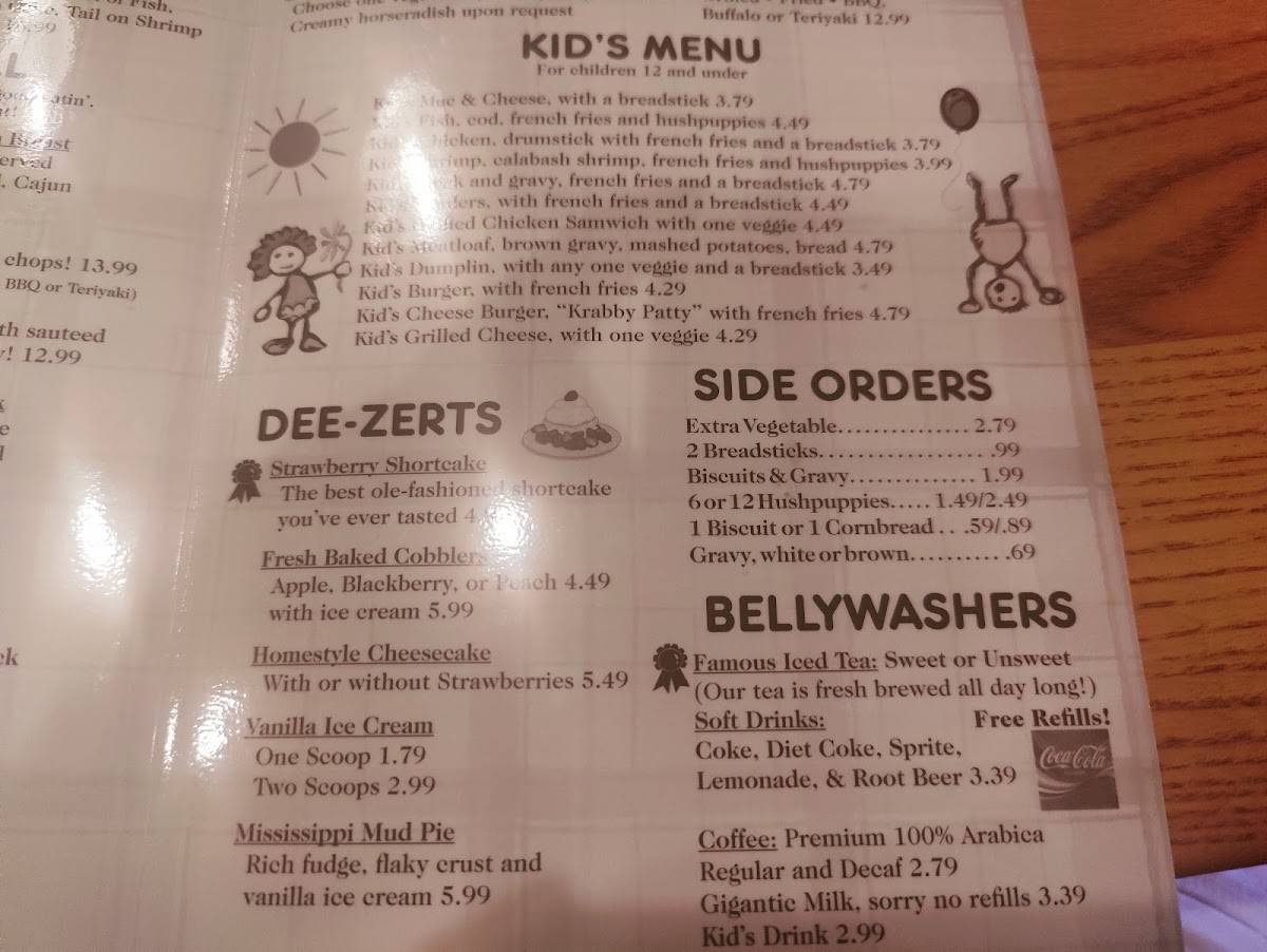 Menu at PoFolks Restaurant, Saint Petersburg, 34th St N